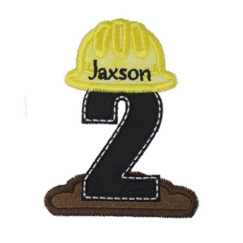 Construction Number Birthday Personalized Sew or Iron on Embroidered ...