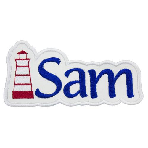 Lighthouse Name Sew or Iron on Embroidered Patch | Sew Lucky Embroidery