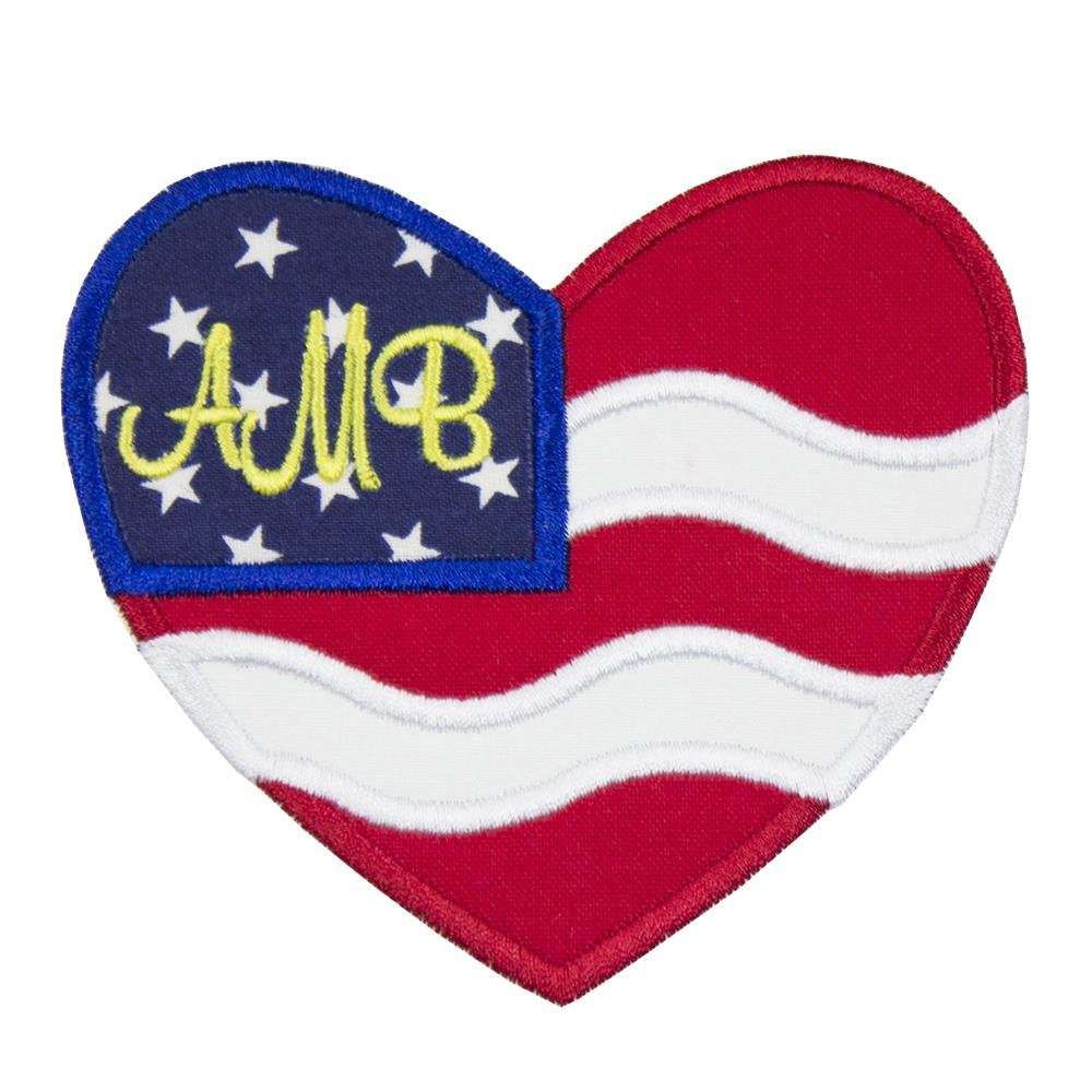 Monogrammed American Flag Sew or Iron on Embroidered Patch | Sew Lucky ...