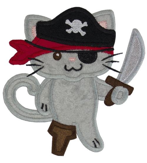 Pirate Kitty Sew or Iron on Embroidered Patch | Sew Lucky Embroidery