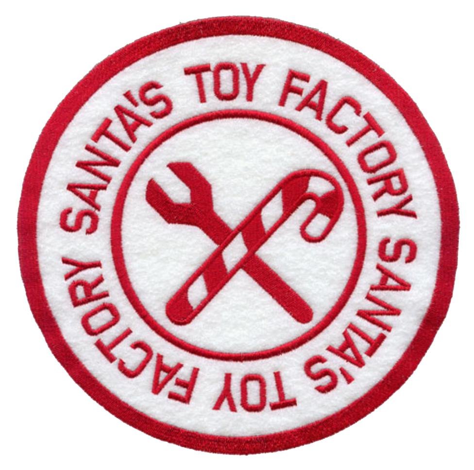Santa's Toy Factory Sew or Iron on Embroidered Patch | Sew Lucky Embroidery